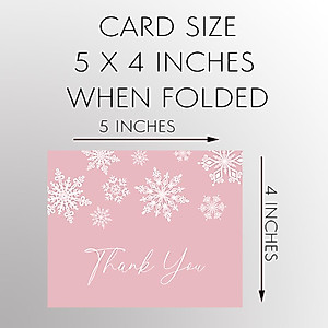 Baby It Is Cold Outside Girl Thank You Cards Winter Snowflake Notes With Envelopes (24 Count)
