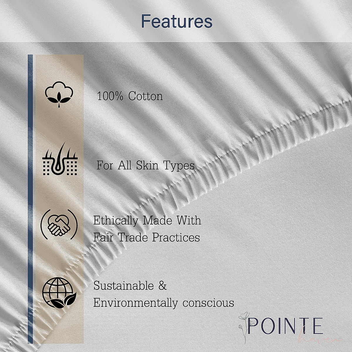 Pointehaven 100% Cotton Sheets Queen Size, 500 Thread Count Sateen Weave Bed Sheet & Pillowcase Sets, Soft Cotton 4 Piece Bed Sheets Set, Fits Mattress 21 inches Deep Pocket - Chocolate