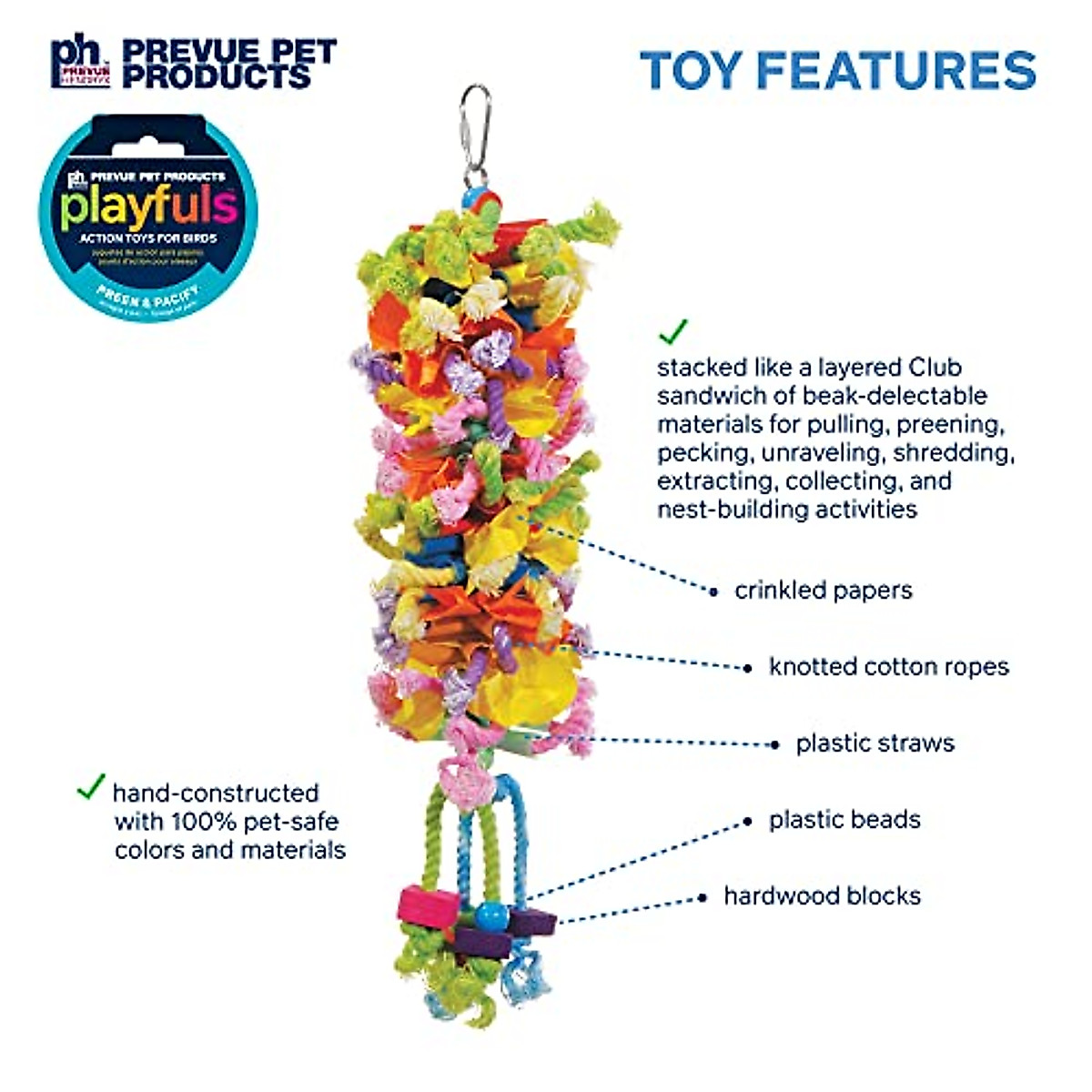 Prevue Pet Products 62606 Calypso Creations Club Bird Toy, Multicolor