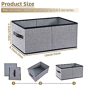 YheenLf Clothing Storage Bins,13×9.1×5.5 inches Closet Bin with Handles, Foldable Storage Baskets, Fabric Containers Storage Boxes for Organizing Shelves, Gray, Medium, 4-Pack