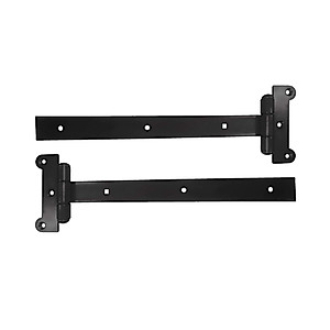 Nuvo Iron SH12BLK Black 12” Heavy Duty Rectangular Strap 2 Gate Hinge, 12 Inch