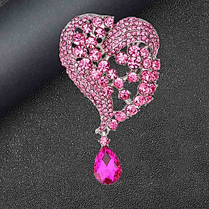 Ezing 4Pcs Pink Brooch Lot with Rhinestone Crystal Wedding Fashion Jewelry (Pink)