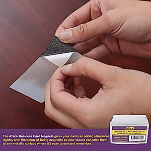 ATack Self-adhesive Business Card Magnets with Adhesive Backing, Pack of 100, Weatherproof Peel and Stick Magnetic Business Cards