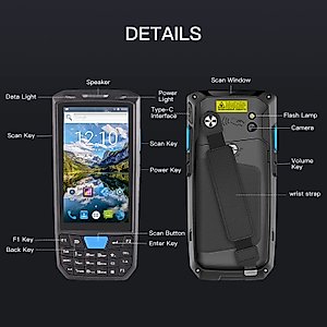 Android 9.0 PDA Handheld POS Terminal Honey-Well 1D/2D/QR Barcode Scanner Data Collector Inventory Machine 4G WiFi BT Mobile Computer with 4.5 Inch Touchscreen 8MP Camera GPS for Warehouse Inventory