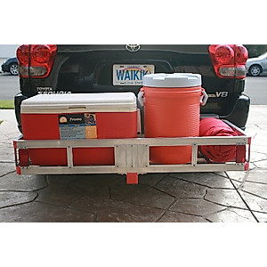 MaxxHaul 70108 Aluminum Cargo Carrier With High Side Rails- Trailer Hitch Mount For RV's, Trucks, SUV's, Vans, Cars With 2" Hitch Receiver - 500-lb Load Capacity, Grey, 49" x 22.5"