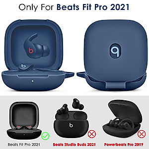 Beats Fit Pro Case Cover, VISOOM Soft Case for Apple Beats Fit Pro 2021 Silicone Protective Beats Pro Case Shockproof Beat Pro Fit Earbuds Case Cover with Keychain for Men Women (Midnight Blue)