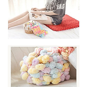 4 Balls Pomp-A-Doodle Yarn,100% Polyester Jelly Bean POM-POM Ball Yarn for Crochet Knitting Blanket Mat Pet Nest 600g (Gorgeous Grape)