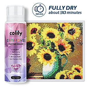 COLILY Diamond Painting Sealer, 5D Diamond Painting Glue Permanent Hold & Shine Effect, Fast-Drying Protects for Diamond Painting & Puzzles (4 OZ)