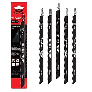 5 x TopsTools JSTT1044D T1044D 10" (250mm) Long Clean and Fast Cuts Wood Cutting Jigsaw Blades Compatible with Bosch, Dewalt, Makita, Milwaukee and many more