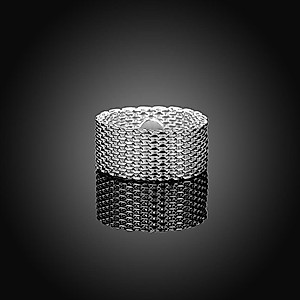 JAJAFOOK 925 Sterling Silver Plated Fashion Woven Braided Mesh Ring Wedding Band Rings for Women