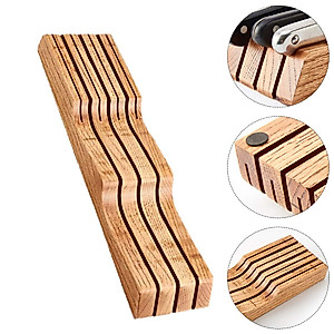 Hemoton Kitchen Knife Block Wood Drawer Knife Organizer Bamboo in Drawer Knife Holder Tray Knives Storage Rack Chopping Knife Stand for Home