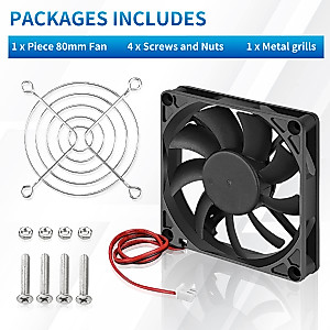 Wathai 80mm x 15mm 12V DC Coolng Fan 2 Pin Dual Ball High Performance Brushless Cooler Case Fans