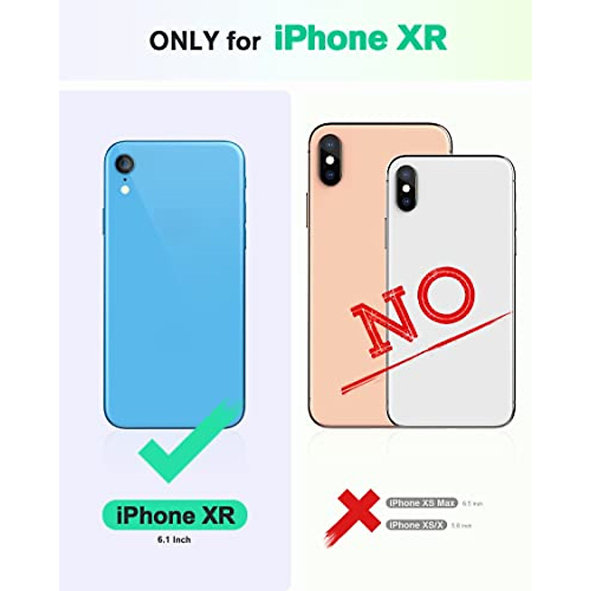 TUCCH Case Wallet for iPhone XR, Stand PU Leather Folio RFID Blocking Credit Card Slot [Wireless Charging] Flip Phone Cover TPU Shockproof Interior Case Compatible with iPhone XR 6.1, Midnight Green