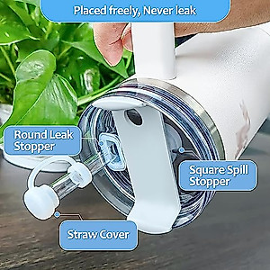 Toffos Silicone Spill Proof Stopper Set of 3, Compatible with Stanley Cup 1.0 40oz/ 30oz, Tumbler Accessories, Including 3 Straw Cover Cap, 3 Square Spill Stopper and 3 Round Leak Stopper