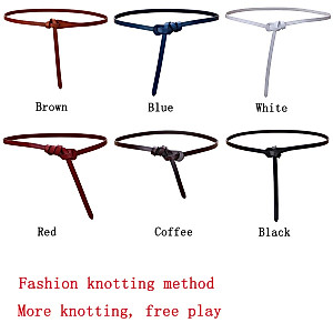 shengweiao Women's Adjustable Leather Belts Fashion Skinny Waist Strap (Small, Blue)