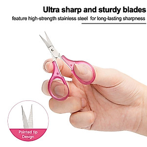 SCAIKTIG Small Craft Scissors, 3" Tiny Travel Scissors Tsa Compliant with Cover, Sharp Scissors all Purpose, Straight Fine Tips Mini Sewing Scissors Set, Precision Detail Paper Cutting, Pink/Purple