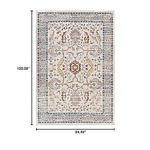 Hauteloom Shafter Living Room, Bedroom Patio Outdoor Area Rug - Beige, Blue, Red - 7'10" x 10'