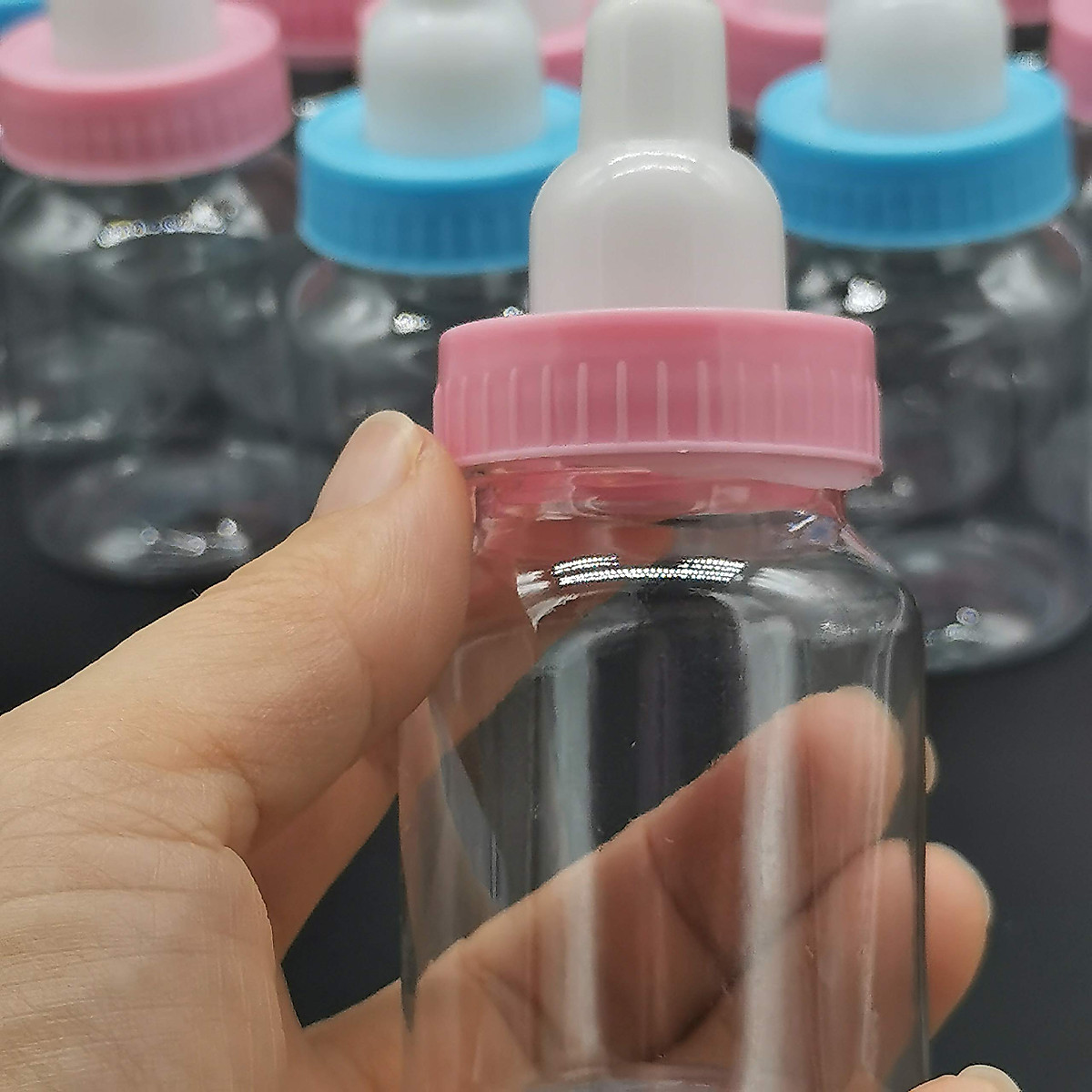 Jessica welcomes you Bottles with Removable Pink Tops for Baby Showers, Parties, and Favors (24 Pink)