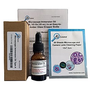 Microscope Immersion Oil, Type A, 1/2 Oz (15 mL) in an Easy-to-Use Amber Glass Dropper Bottle