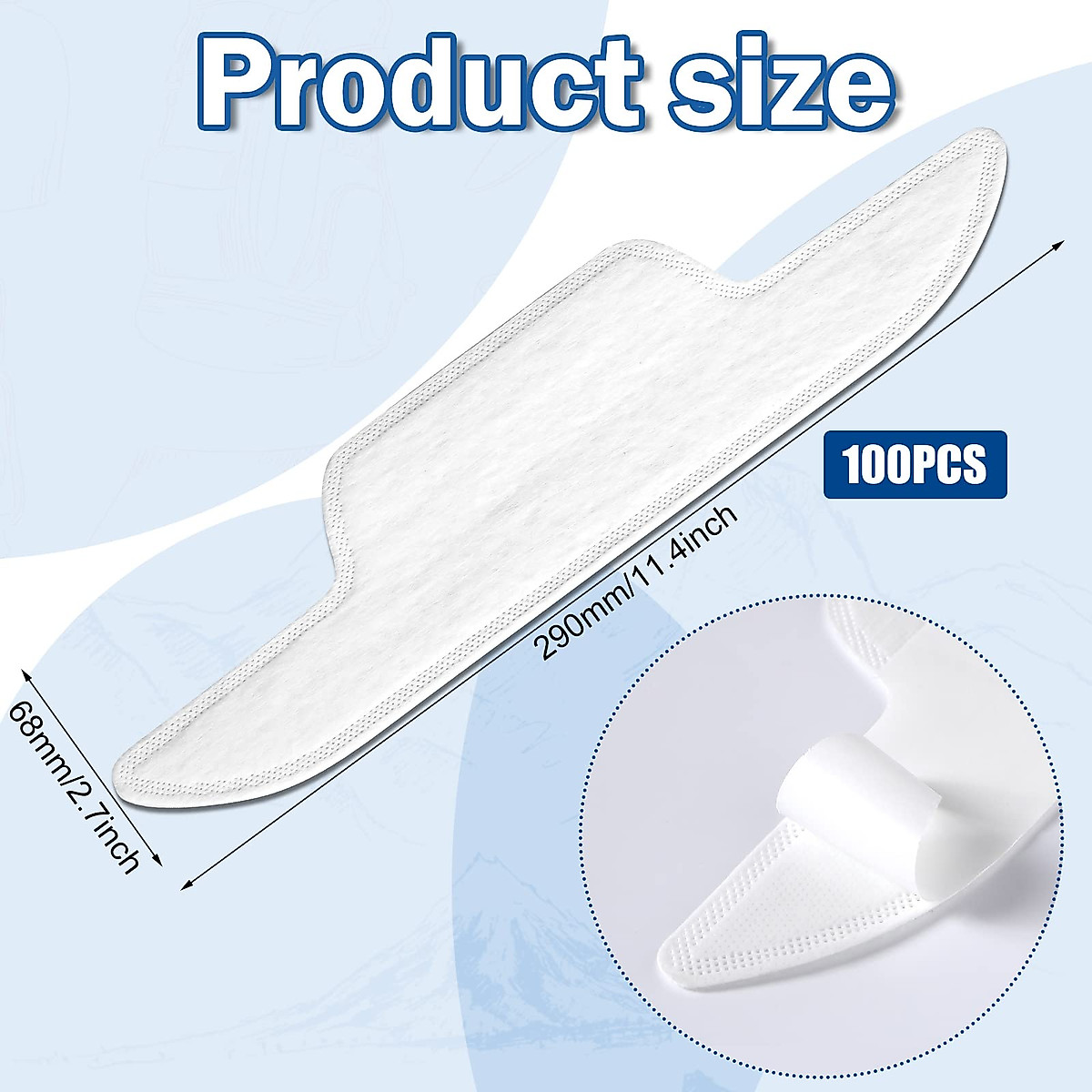 100 Pcs Hat Sweat Liner Golf Absorbent Sweat Pad Prevents Stains Odor Soft Hat Sweat Protector Disposable Hard Hat Sweatband Preservation Sticky Sweat Liner for Men Women Baseball Hat from Makeup