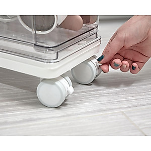 iDesign The Sarah Tanno Collection 5-Drawer Stacking Cosmetic Organizer Cart, Clear and White