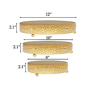 Beingreat 3-Piece Cake Stands Set, Round Metal Cake Stands Dessert Display Cupcake Stands for Birthday Wedding Anniversary Party Gold (8” 10” 12”)