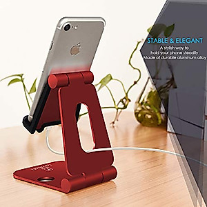 Lamicall Adjustable Phone Tablet Stand, Playstand for Switch, Foldable Desk Holder, Compatible with iPad Mini, 9.7'' iPad Pro Air, Phone 12 Mini 11 Pro Xs Xs Max Xr X 8 7 6 6s Plus SE (4-10'') - Red
