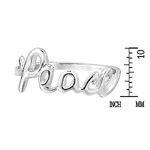 AeraVida Unyielding Message of Peace .925 Sterling Silver Ring | Minimalist Peace Message Silver Ring for Women | Motivational Word Ring | Anniversary Jewelry Gift (8)