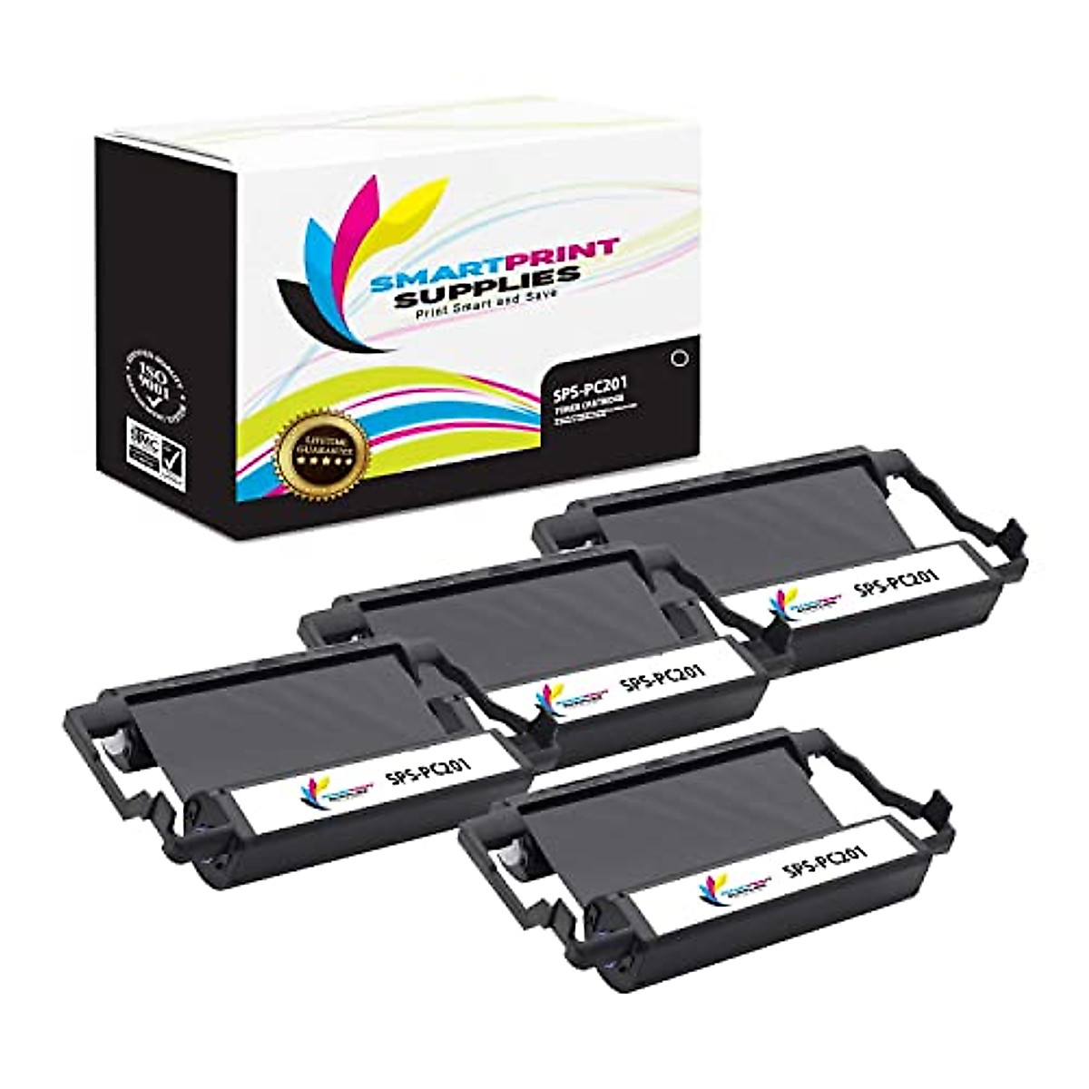 Smart Print Supplies Compatible Brother PC201 Black Ribbon Cartridge for Intellifax 1170 1270 1270E 1570MC 1575MC, MFC 1770 1780 1870MC 1970MC Printer 5M Characters (4 Pack)