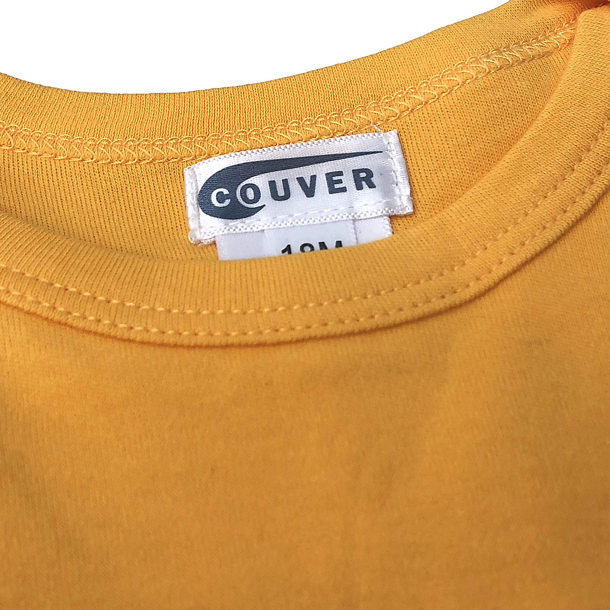 COUVER Unisex Baby Infant Toddler Long Sleeve Lap Shoulder Solid Color Bodysuit Onesie,Golden Yellow,12 Months