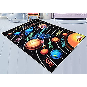 Furnish my Place 761 Solar System HD 4'4"x6'9" Area Rug Solar System for Playroom | Bedroom & Classroom | Washable Floor Mat | Contemporary Design | Multicolor