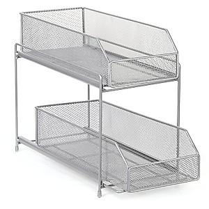 MOOACE 2 Tier Under Sink Organizer, Bathroom Kitchen Countertop Under Sink Cabinet Organizer with Sliding Storage Drawer