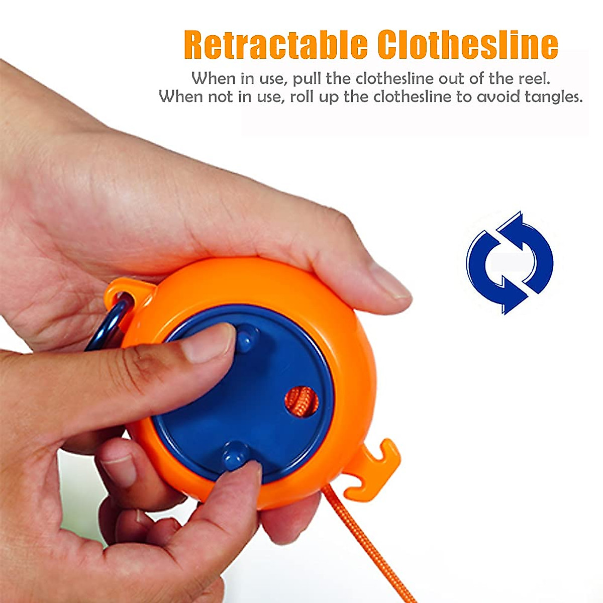 Portable Travel Clothesline, 26-Foot Retractable Clothesline with 10 Stoppers and 20 clothespins, Adjustable Indoor/Outdoor Laundry Line for Hotel, Cruise, Backyard