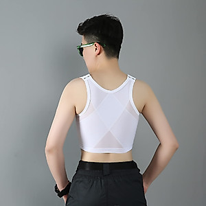 Front Hooks Chest Binder Adjustable Shoulder Strap Double X Back Shaper for Tomboy Trans Lesbian(white,M)