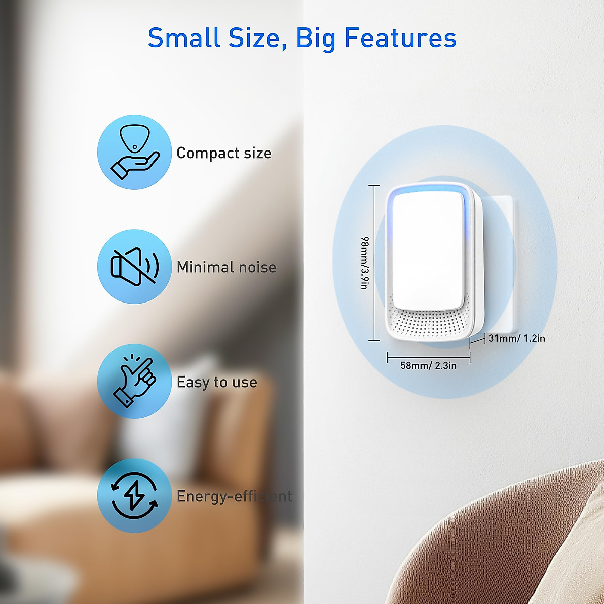 Ionizer Air Purifier(4 Pack), Quiet Negative Ion Plug in Air Purifier, Portable and Efficient Air Ionizers for Home, Bedroom, Office, Kitchen, Bathroom