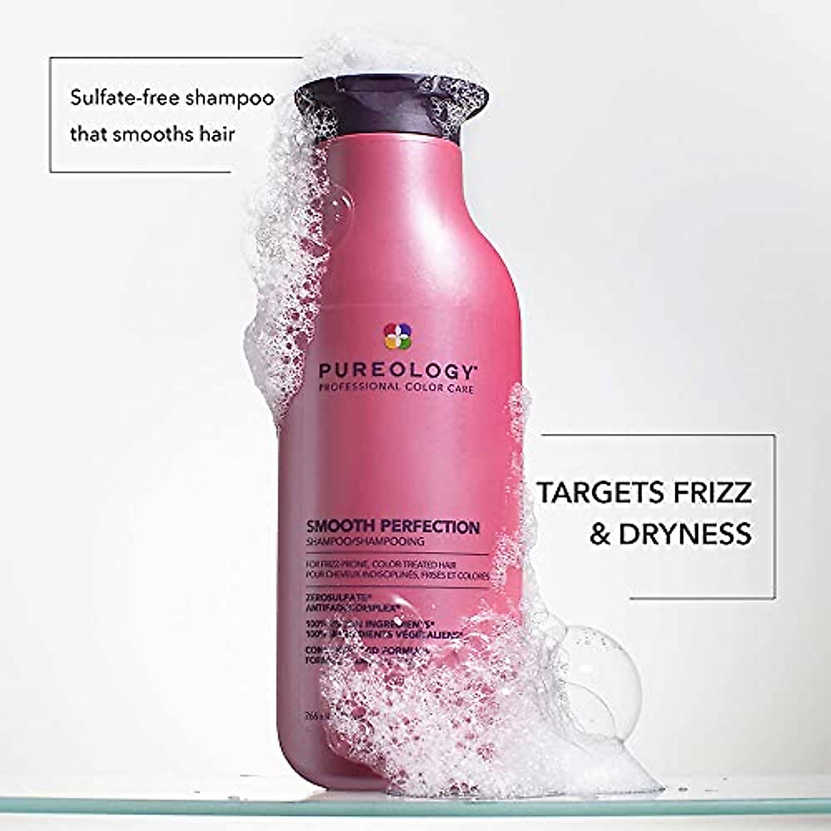 Pureology Smooth Perfection Shampoo | For Frizzy, Color-Treated Hair | Smooths Hair & Controls Frizz | Sulfate-Free | Vegan | Updated Packaging | 9 Fl. Oz. |