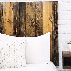 Barn Walls Dark Brown Headboard, Rustic Design, Solid Wood Headboard, Floating Panels, Wall Mount, Adjustable Height, Easy Assembly, Queen Size