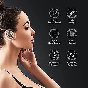 Yardstick Wireless Earbuds, Bluetooth 5.2 Headphones with Wireless Charging Case 1200mAh-60Hrs Play Time-Cell Phones Charging Function, Built-in Microphone IPX5 Waterproof Earphone for iOS/Android