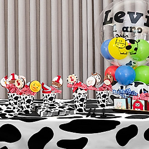 durony 169 Pieces Cow Print Party Tableware Serves 24 Include Party Plates Spoons Forks Knife Cups Napkins Cow Print Farm Animal Birthday Supplies for Baby Shower Farm Cow Themed Decorations