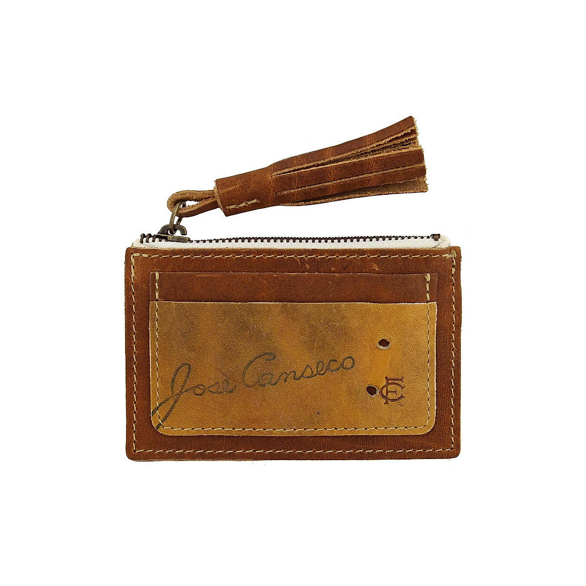 FIELDERS CHOICE GOODS Zip Tassel Wallet - Coin Purse Card Holder, Made with Vintage Baseball Glove Leather - FC Goods