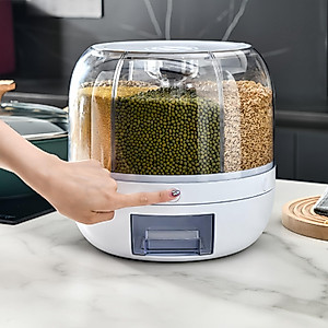 ECLIPSBACI Grain Storage Container Dispenser, rice dispenser rotating, 360° rotating food dispenser One-Click Output rice Storage Round Grain Dispenser Kitchen for Small Grains, Beans, Rice (B)