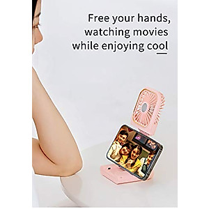New 2021 Upgrade Handheld Fan Small Personal Fan with 3 Speeds Neck Rechargeable Portable Fan Powerful Mini USB Outdoor Fan Quiet Small Desk Fan Free Angle Good for Travel Home Office School - Pink