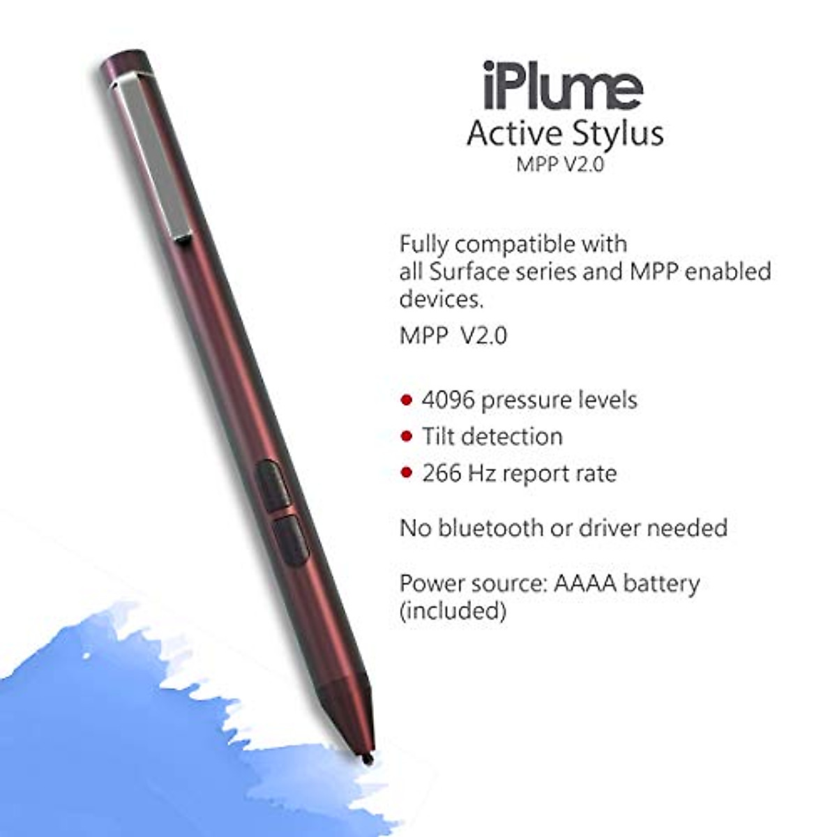 iPlume Stylus, MPP V2.0 for Surface Series and MPP Enabled Devices on Description, Not Compatible with Chrome OS