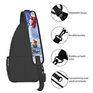 Christmas Santa Snowman Sling Bag, Fashion Crossbody Backpack Shoulder Bag Chest Bag for Men Women Outdoor Hiking Travel