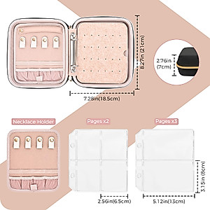 ProCase Medium Travel Jewelry Organizer Case, Jewellery Home Storage Book Ring Binder with Clear Pockets for Presentation, Zippered Pouch Bag for Earrings Necklaces Bracelets -Black