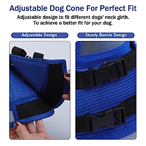 QBLEEV Soft Dog Cone Collar, Dog Cone Alternative Breathable Dog Cone for Dogs After Surgery Adjustable Pet Dog Cones for Meidum Dogs Lightweight Dog Recovery Collars Elizabethan Collar Neck Cone M