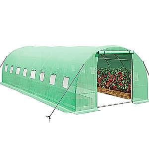 YITAHOME 26x10x7ft Greenhouse Large Heavy DutyOutdoor Greenhouses Walk in Tunnel Green House Portable Plant Gardening Upgraded Galvanized Steel Frame Ropes Zipper Doors 9 Crossbars Garden