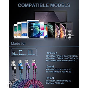 [3ft/4-Pack]iPhone Charger, Nylon Braided USB A to Lightning Cable, Apple Fast Charging Cords Compatible with iPhone 14/14 Pro Max/13/13 Pro/13 Mini/12/12 Mini/11/11 Pro/11 Pro Max/8 Plus/8/7 Plus/XR