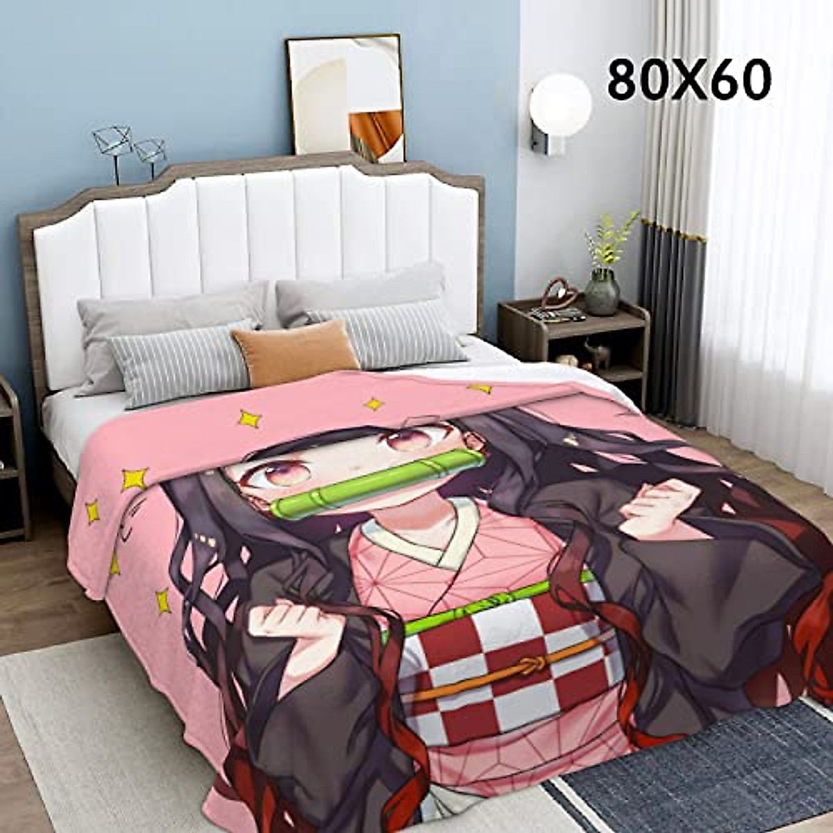 Anime Nezuko Blanket Ultra Soft Flannel Throw Blanket Cozy Warm Blanket Gifts for Kids Adults 50&quot;x40&quot;