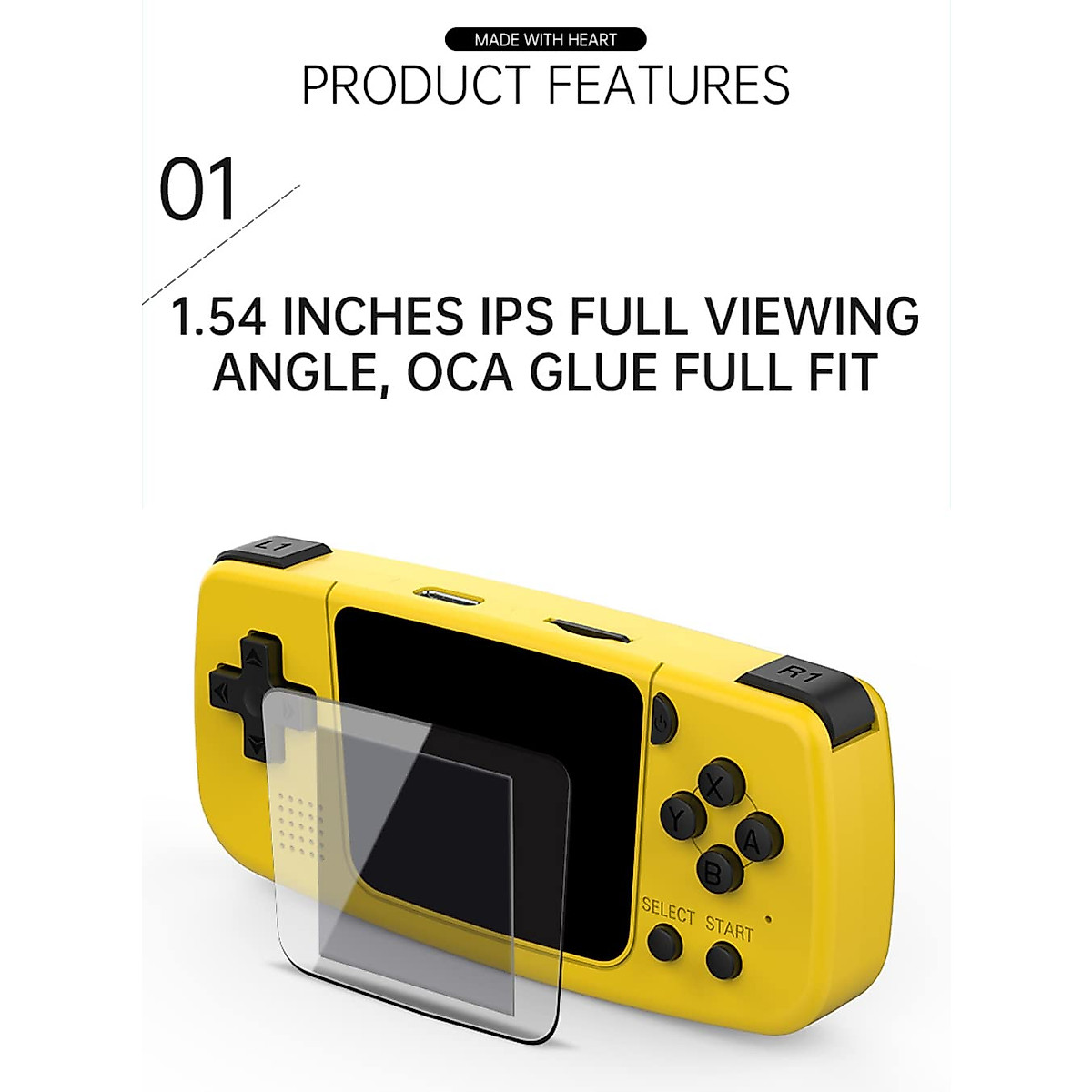 UUPOI New Handheld Game Console, Retro Mini 1.5 inch IPS Screen Open Source Handheld Game Players, Support 13 Emulators, External Expansion Storage, Keychain Mini Console Gifts for Children